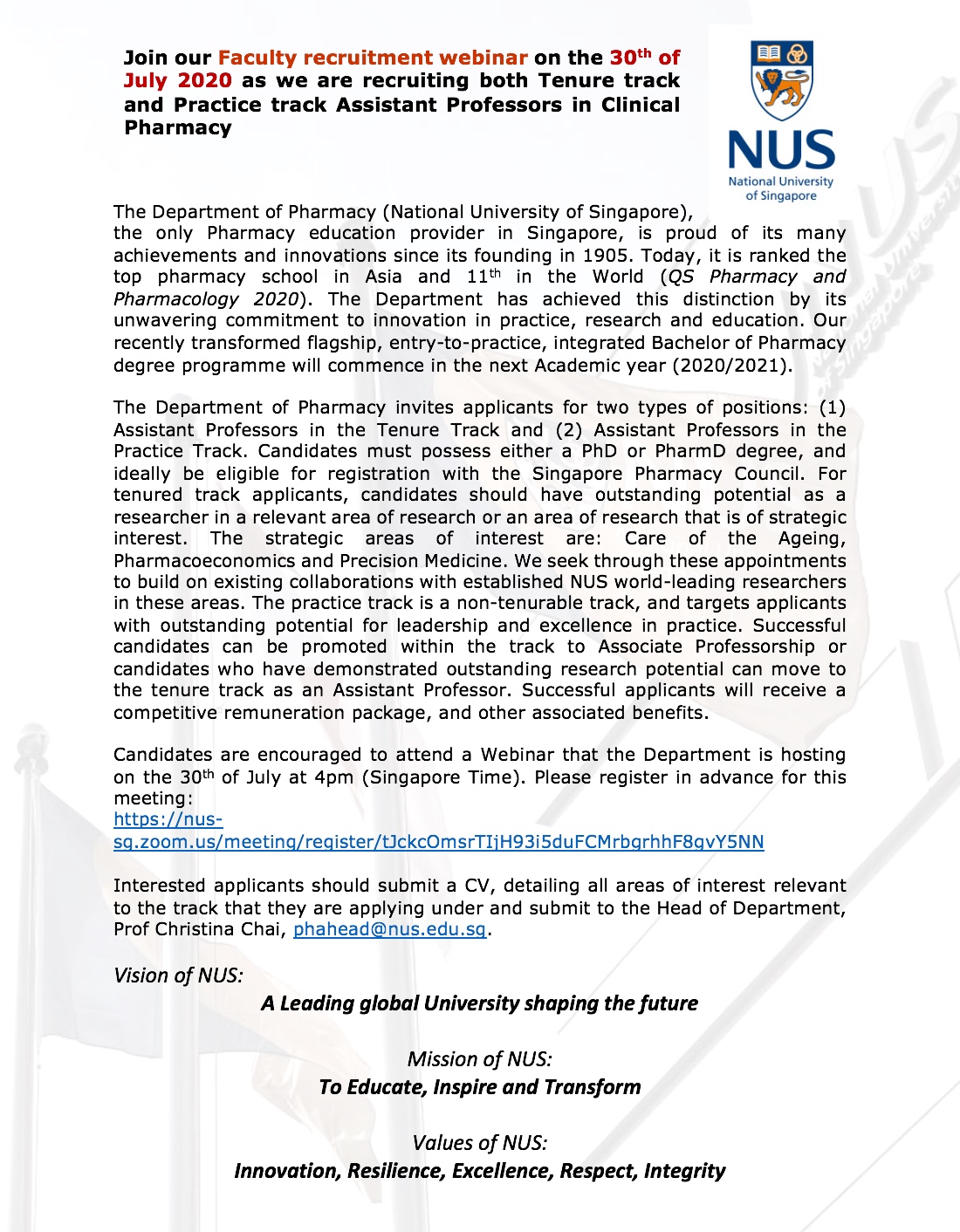Career Opportunities - NUS Pharmacy :: NUS Pharmacy
